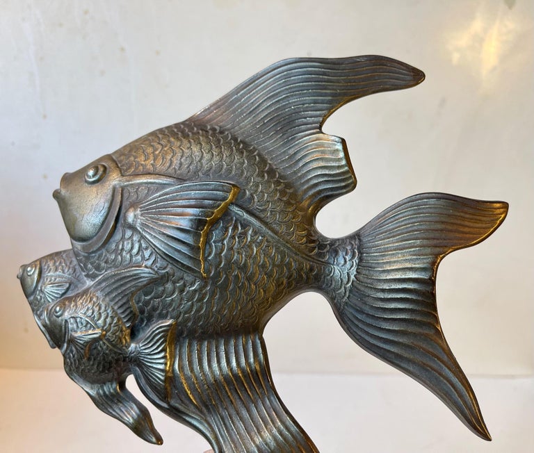 Art Deco Fish Wall Sculpture in Disco Metal, 1930s at 1stDibs