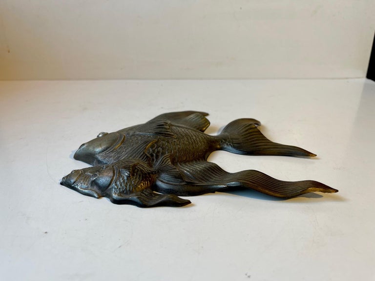 Art Deco Fish Wall Sculpture in Disco Metal, 1930s at 1stDibs