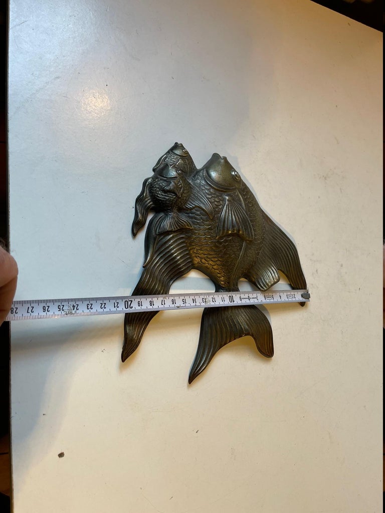 Art Deco Fish Wall Sculpture in Disco Metal, 1930s at 1stDibs