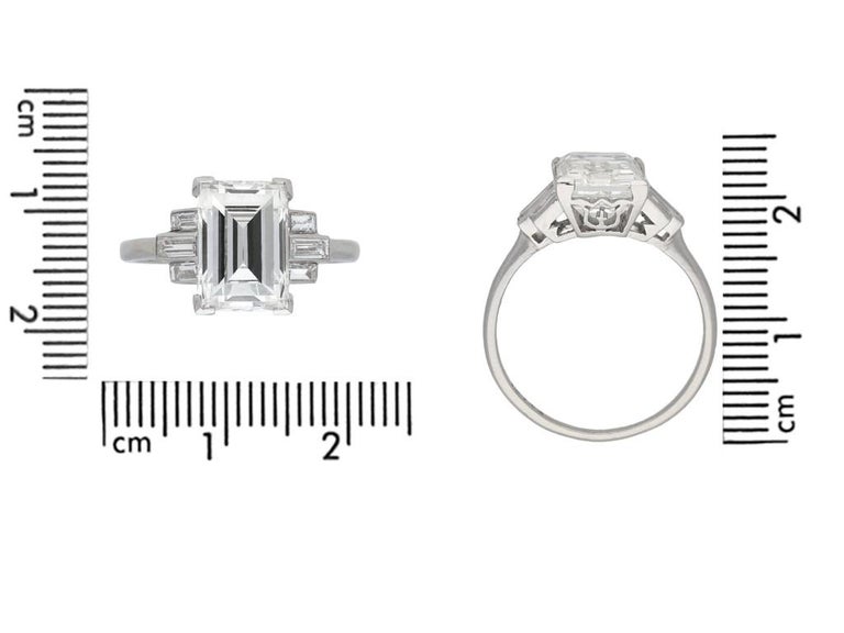 Art Deco Flanked Solitaire Step Cut Diamond Ring, circa 1925 For Sale ...