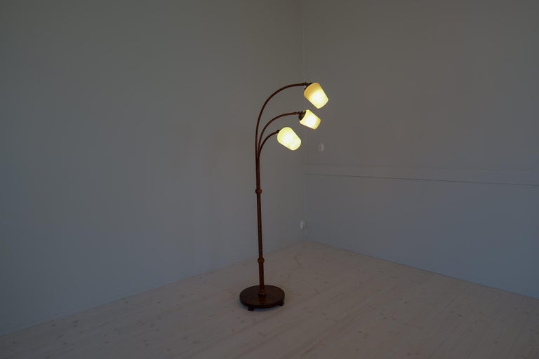 Art Deco Floor Lamp in Birch Bark and Stained Elm Sweden, 1940s For ...