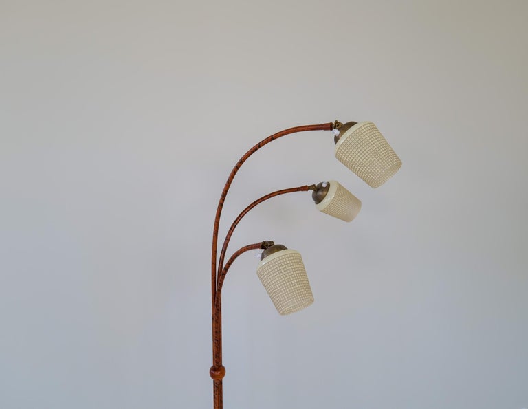 Art Deco Floor Lamp in Birch Bark and Stained Elm Sweden, 1940s For ...