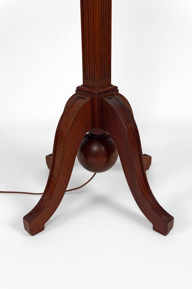 Art Deco Floor Lamp in Carved Beech with Opaline, France, circa 1920 ...