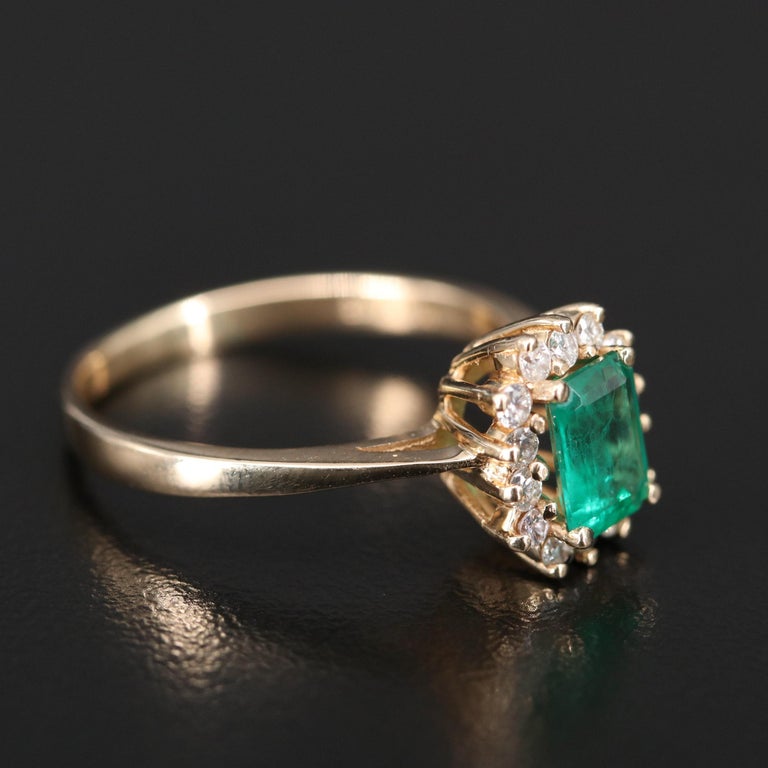 Customizable Floral Halo Natural Emerald Diamond Engagement Ring ...
