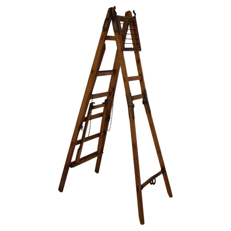 Art Deco Folding Library Steps or Ladder, 1920's For Sale at 1stDibs