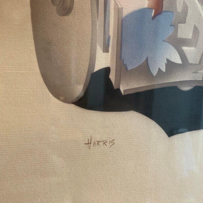 Art Deco Framed Watercolor Airbrush Paintings by Benjamin Jorj Harris ...