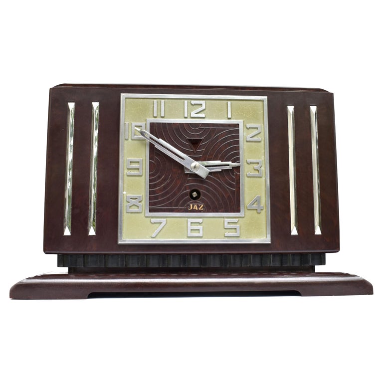 Art Deco French Bakelite Mantle Clock by JAZ, C1930 at 1stDibs
