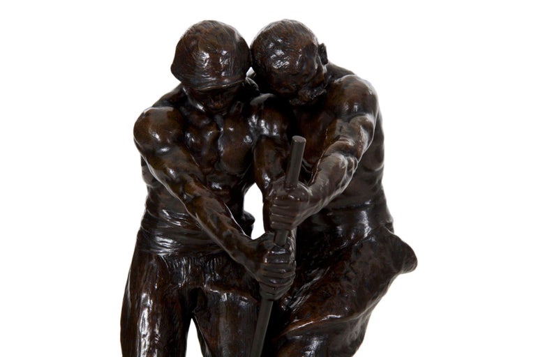 Art Deco French Bronze Sculpture of Men Laboring by Henri Levasseur For ...