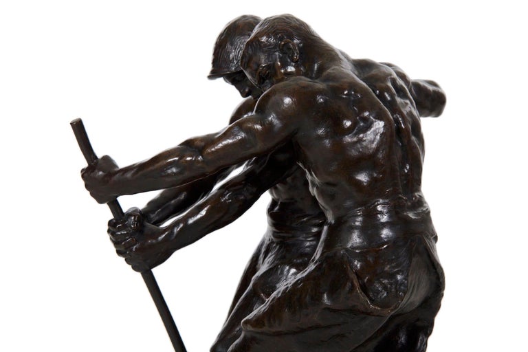 Art Deco French Bronze Sculpture of Men Laboring by Henri Levasseur For ...
