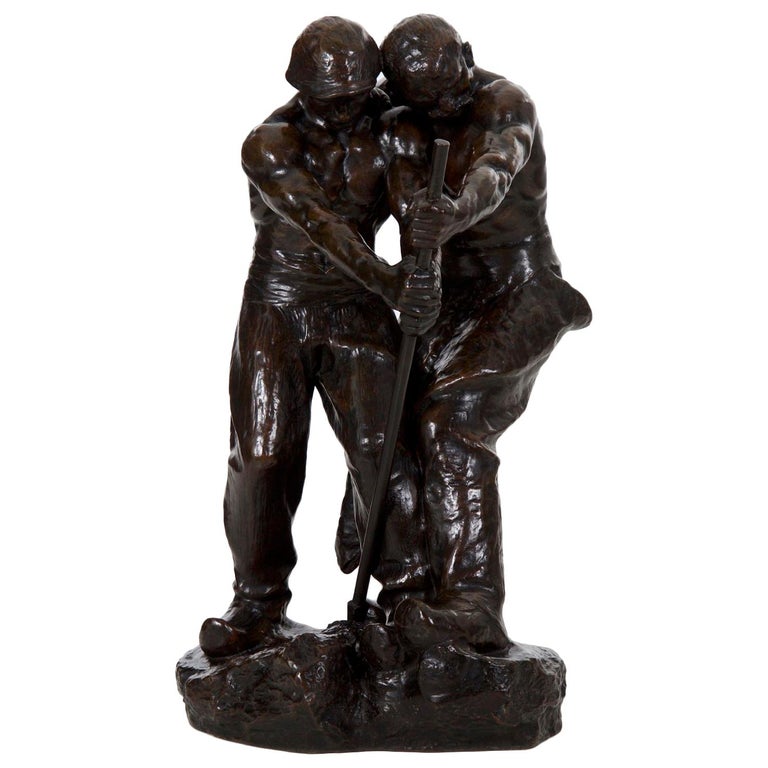 Art Deco French Bronze Sculpture of Men Laboring by Henri Levasseur For ...