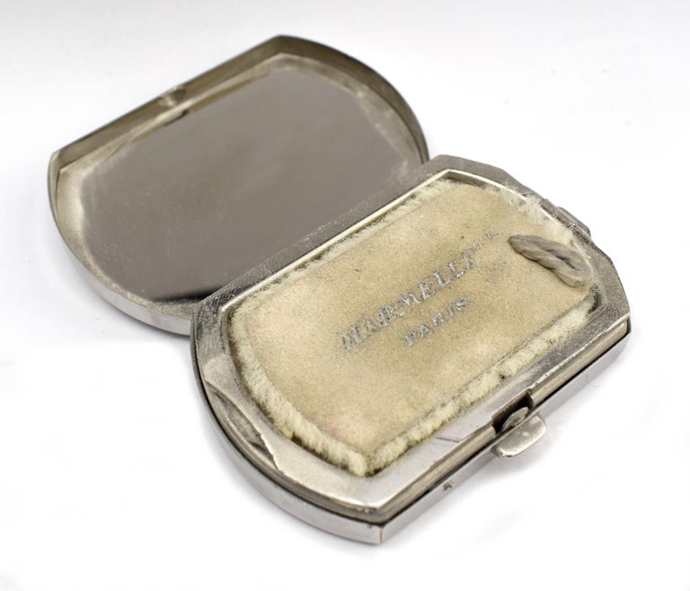 Art Deco French Chrome and Enamel Ladies Powder Compact, C1930s For ...