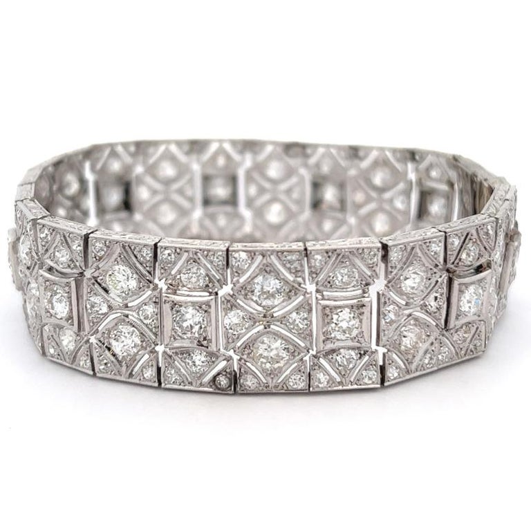 Art Deco French Diamond Platinum Bracelet For Sale at 1stDibs