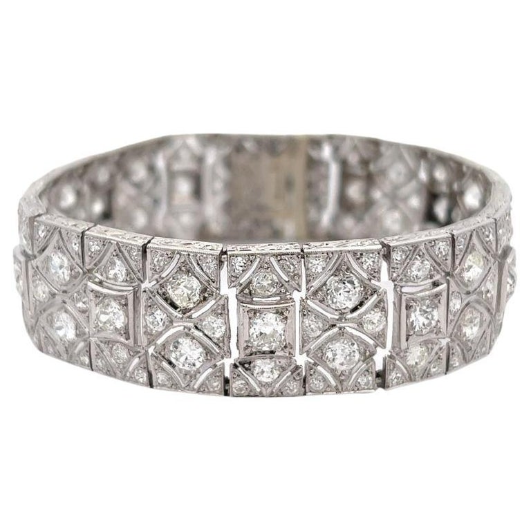 Art Deco French Diamond Platinum Bracelet For Sale at 1stDibs