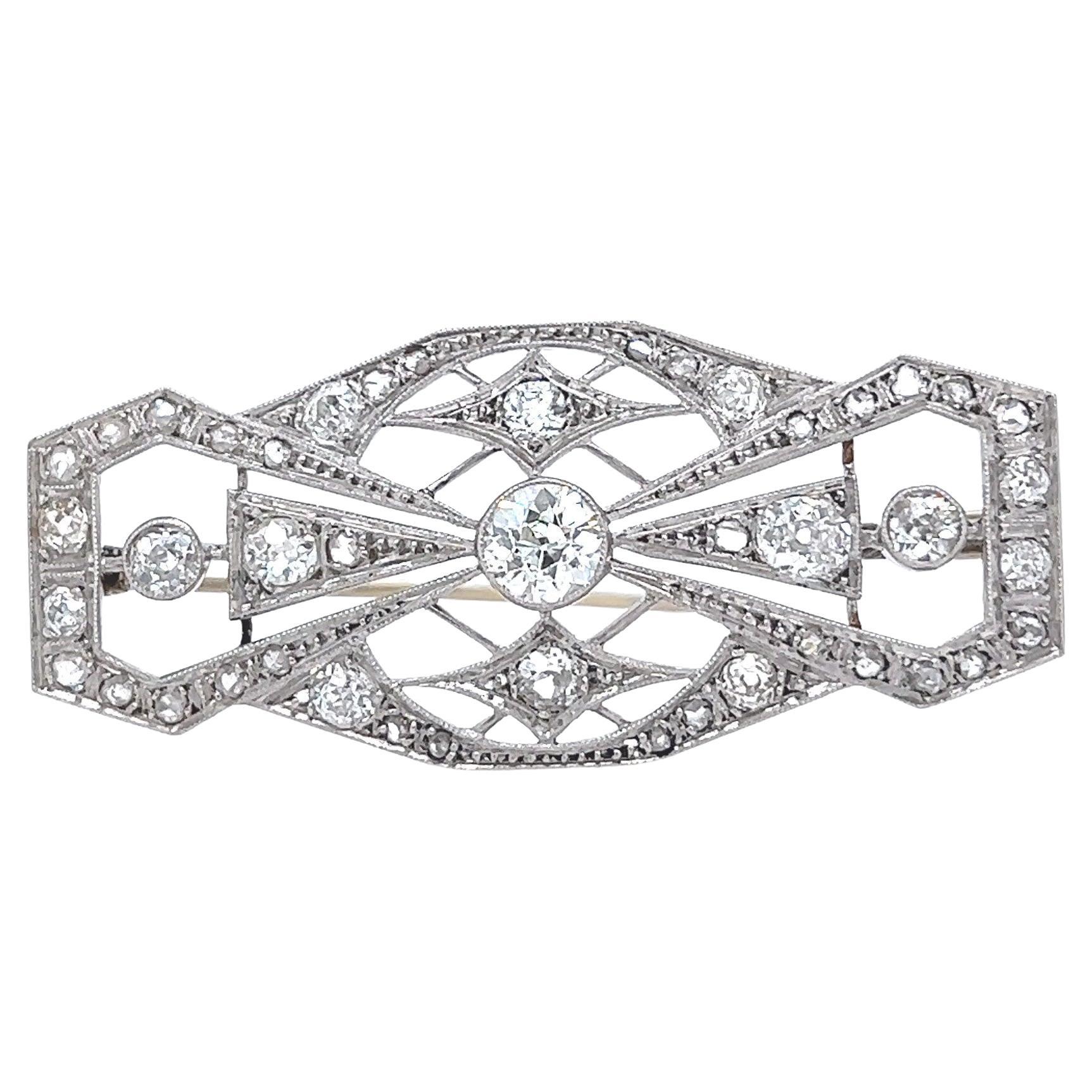 Art Deco Platinum Diamond Brooch For Sale at 1stDibs | diamond brooch for sale