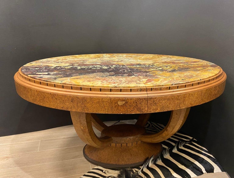 Art Deco French Diningtable, Dest Table, Marble and Loupe Mercier ...