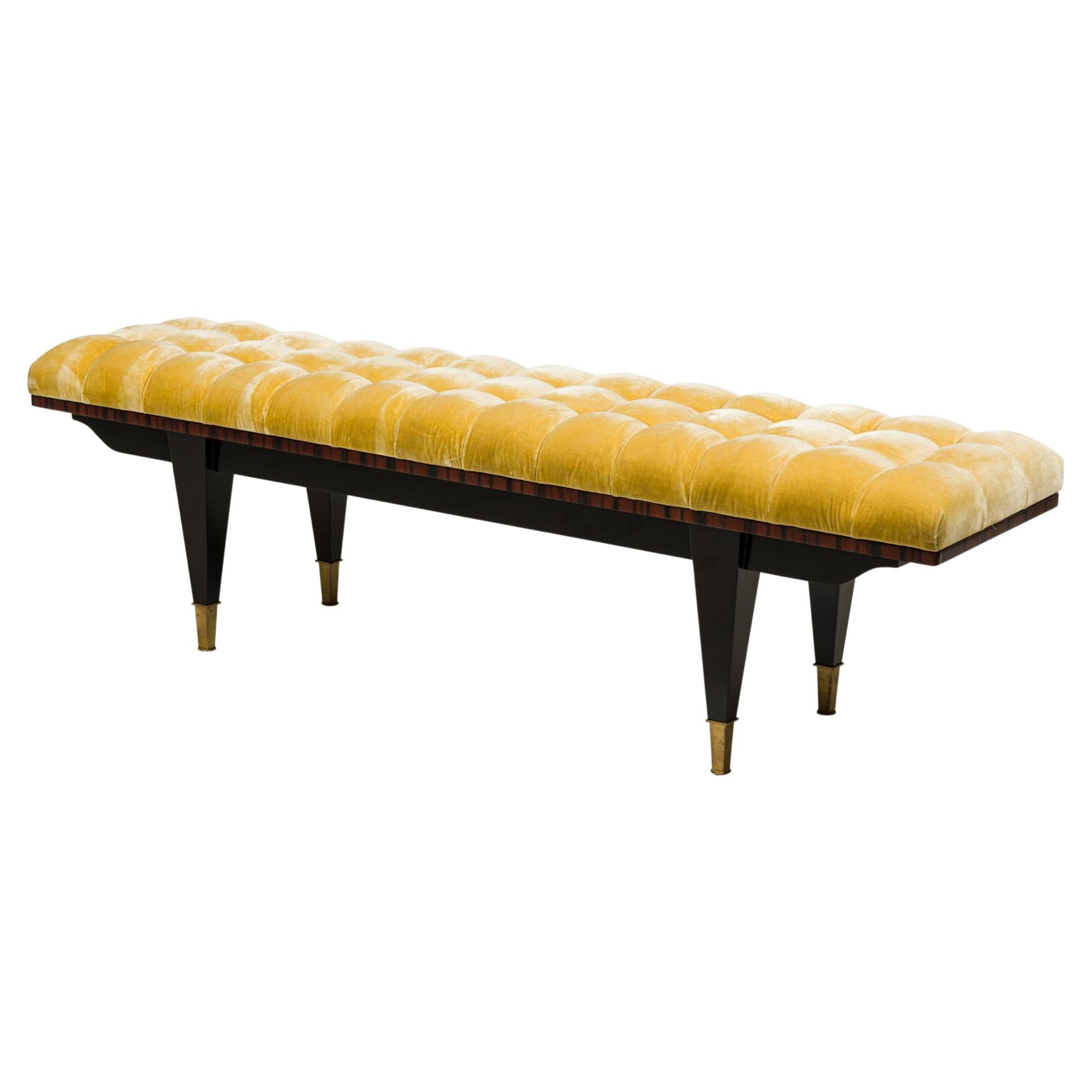 French Art Deco Wood Bench with Curved Seat, circa 1930s at 1stDibs