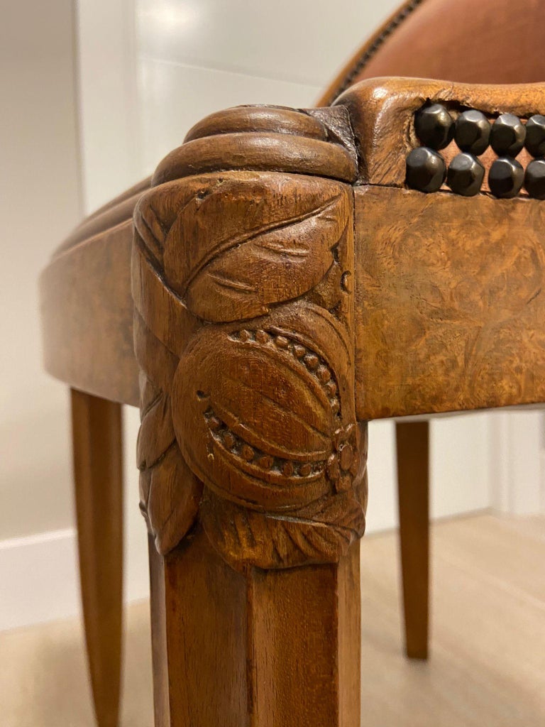 Art Deco French Mercier Frères Set of 6 Chairs Wood, Cognac Colour ...