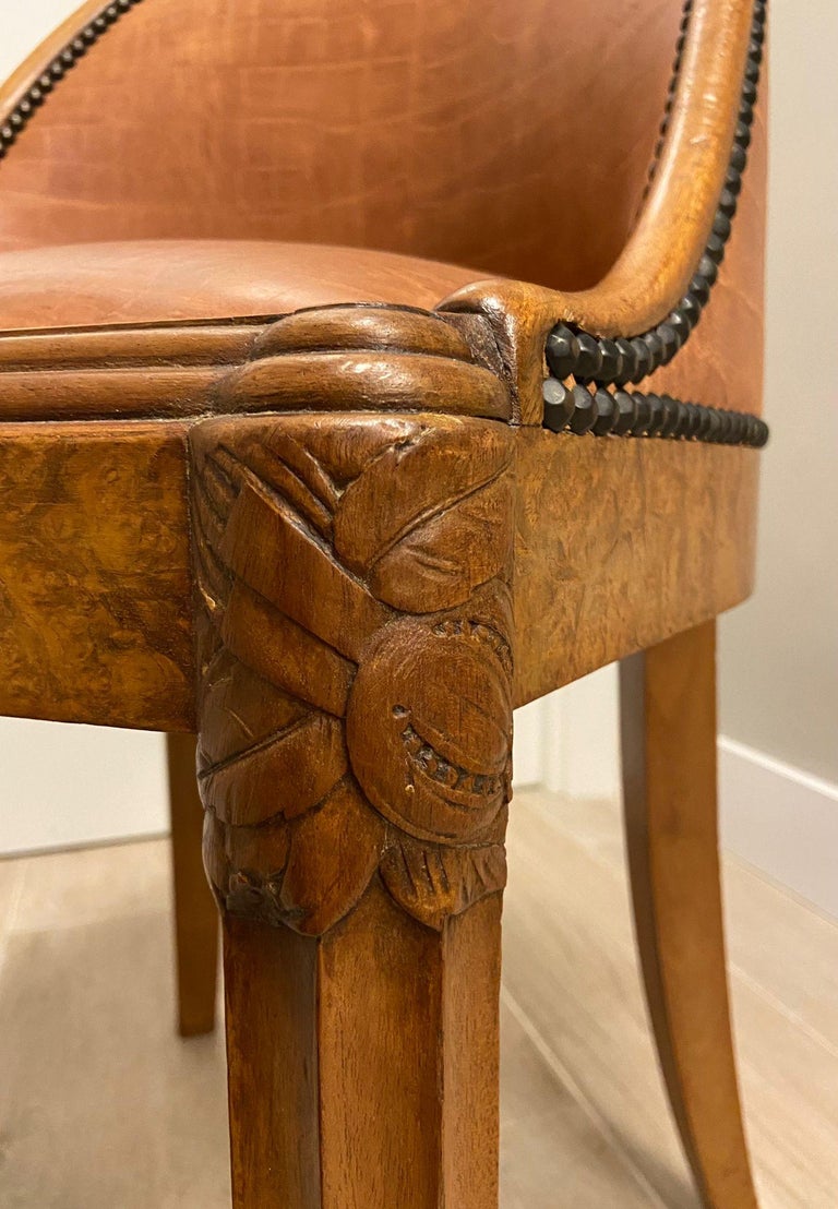 Art Deco French Mercier Frères Set of 6 Chairs Wood, Cognac Colour ...