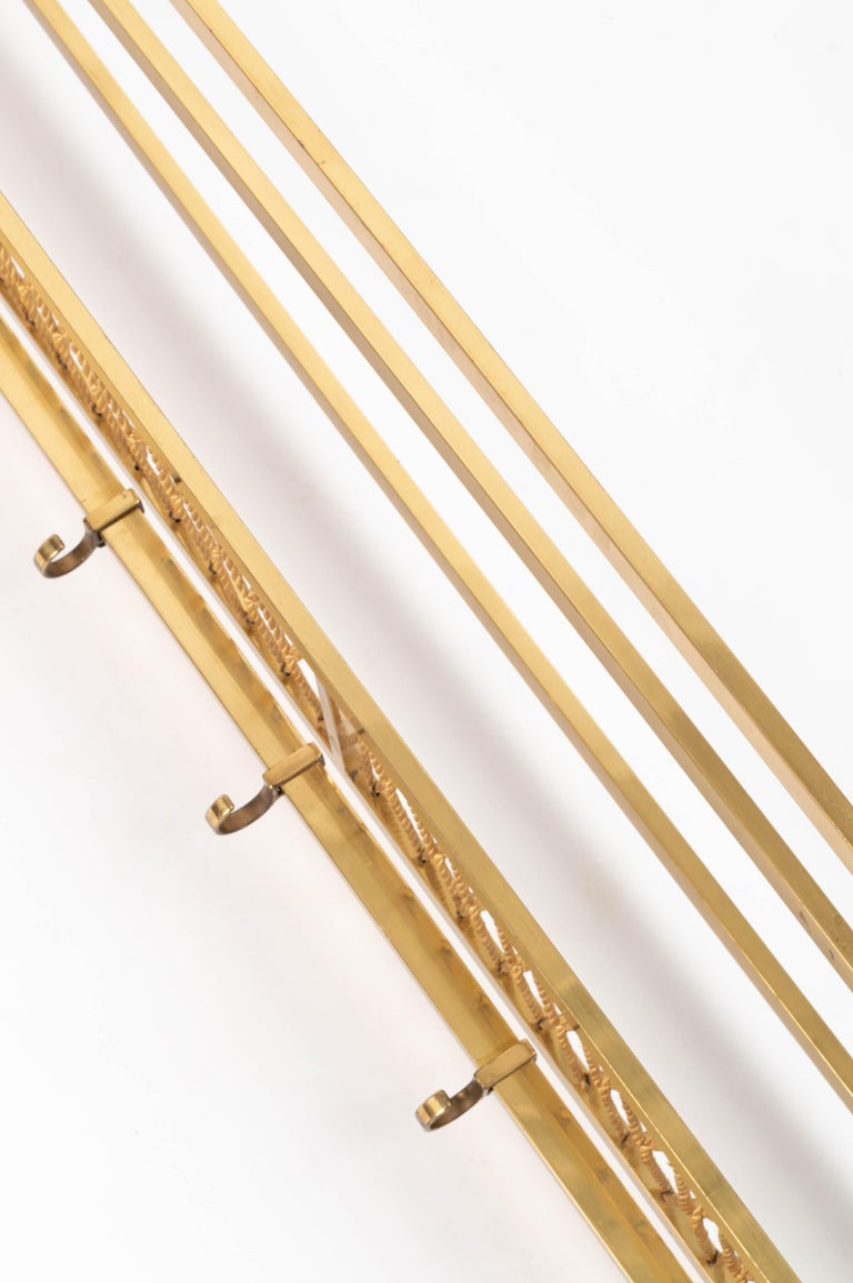 Art Deco French Modernist Brass Coat Rack and Rail La Maison Desny C ...
