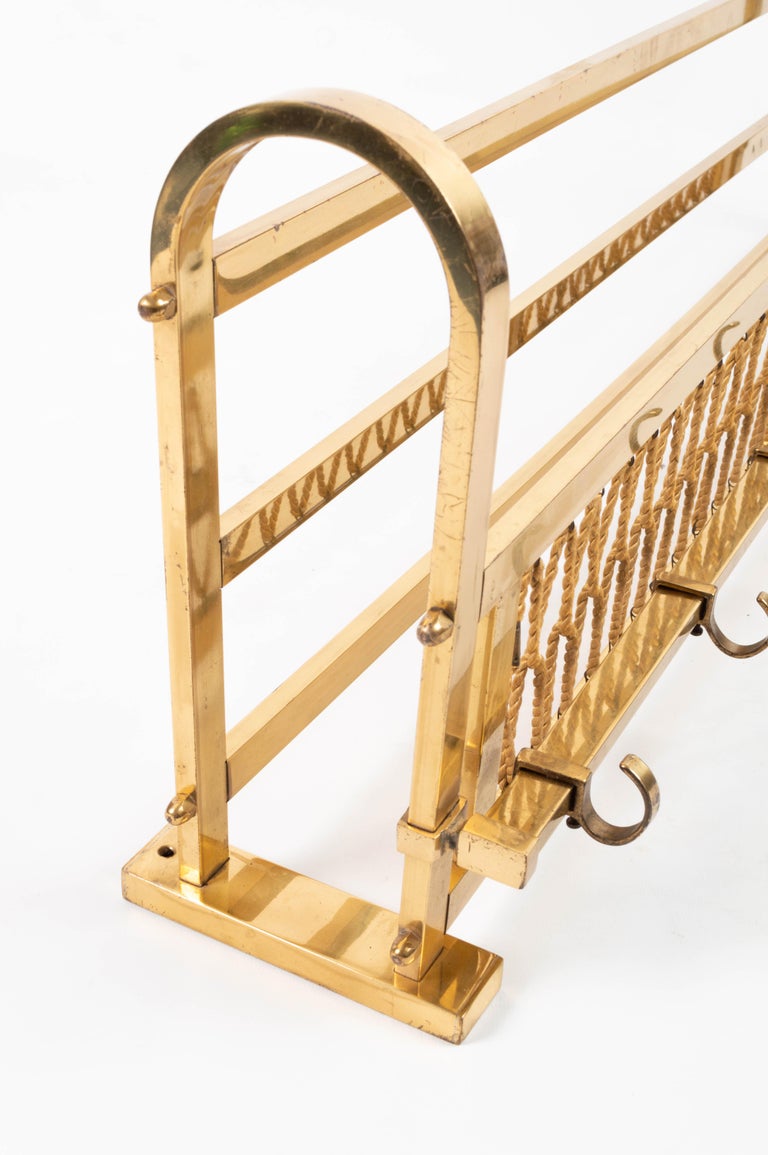 Art Deco French Modernist Brass Coat Rack and Rail La Maison Desny C ...