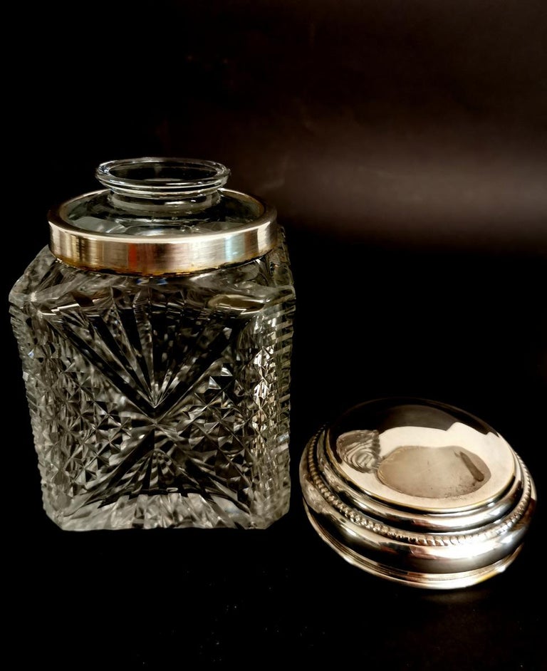 Art Decò French Pair of Cut and Ground Crystal Toilet Jars at 1stDibs
