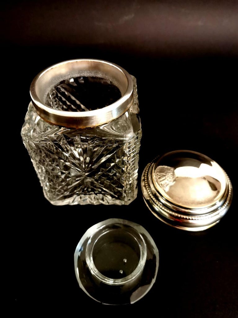 Art Decò French Pair of Cut and Ground Crystal Toilet Jars at 1stDibs