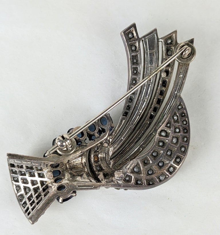 Art Deco French Paste Sapphire Spray For Sale at 1stDibs