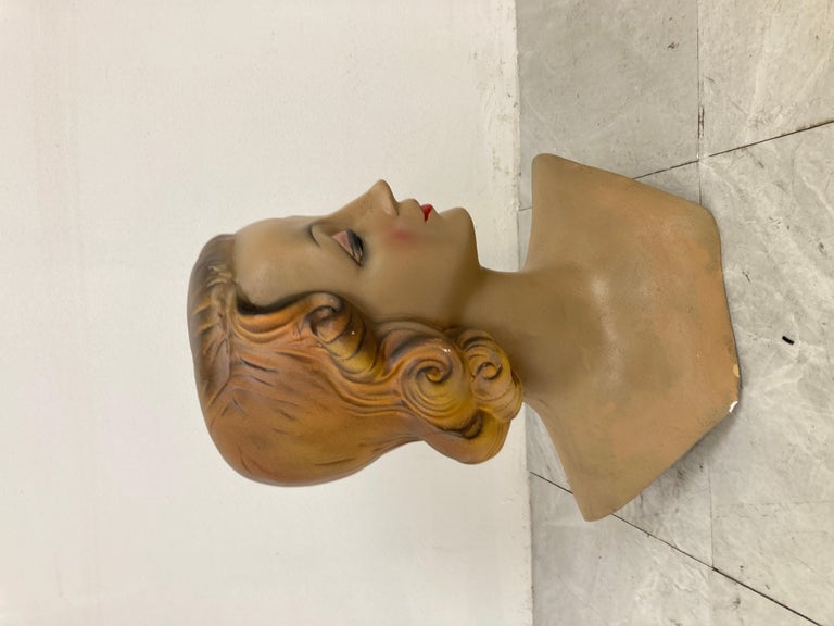 Art Deco French Plaster Mannequin Head For Sale at 1stDibs