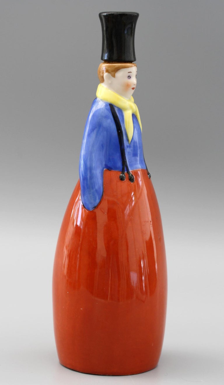 Art Deco French Robj Paris Attributed Porcelain Figural Bottle For Sale at 1stDibs