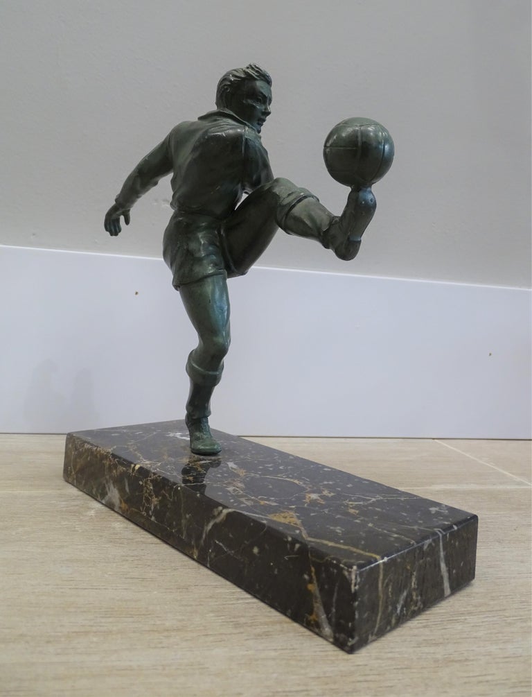 Art Deco French sculpture World Cup Football Bronce, Marble For Sale at ...