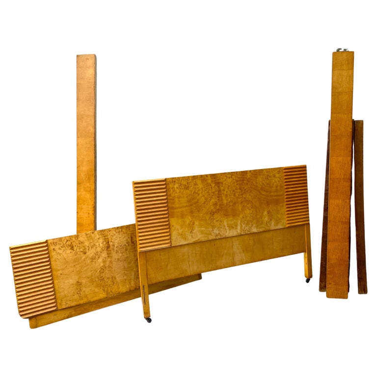 Art Deco Full Size Bed Frame in Maple Burl Wood For Sale at 1stDibs