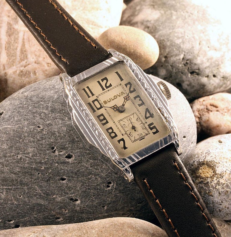 Art Deco Gentleman's White Gold Watch by Bulova, C1929, Serviced at 1stDibs