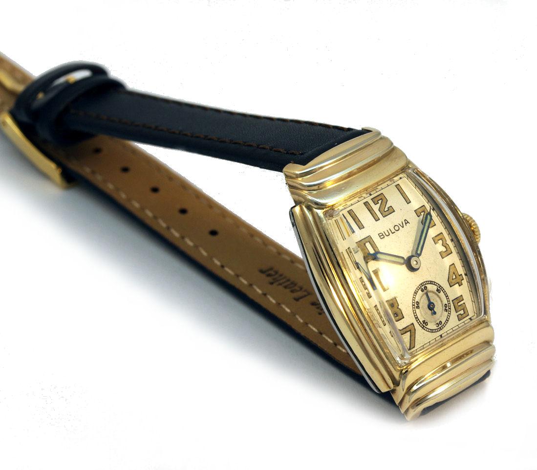 Art Deco Gents 10k Rolled Gold Watch by Bulova, Serviced, circa 1942 ...