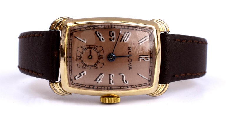 Art Deco Gents Bulova Senator Watch, 14k Yellow Gold, Newly Serviced ...