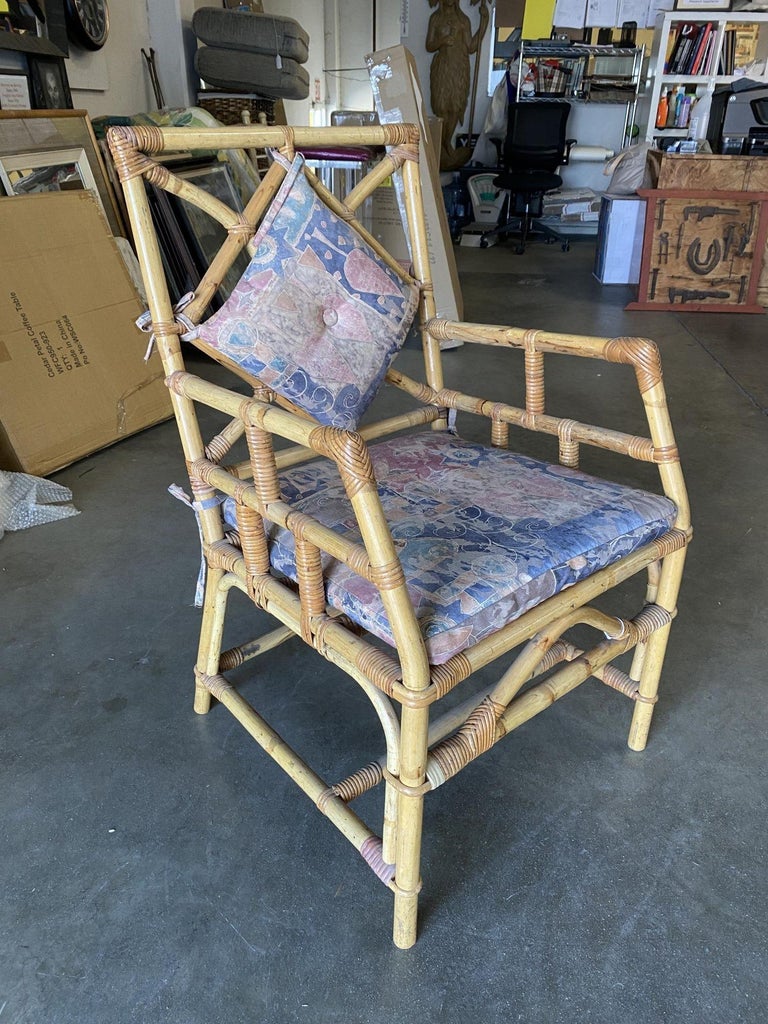 Art Deco Geometric Back Rattan Armchair, Pair By Paul Frankl For Sale ...