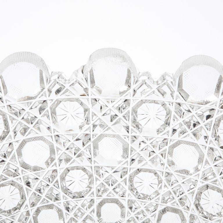 Art Deco Geometric Translucent Glass Bowl Etched with Harvard Pattern ...