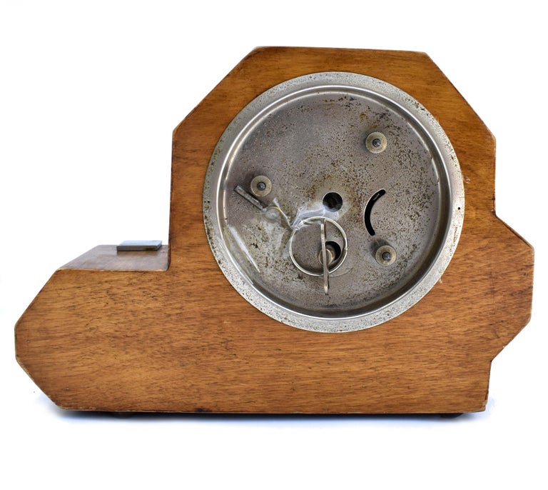Art Deco Geometric Two Tone Wooden Mantle Clock, English, c1930 For ...