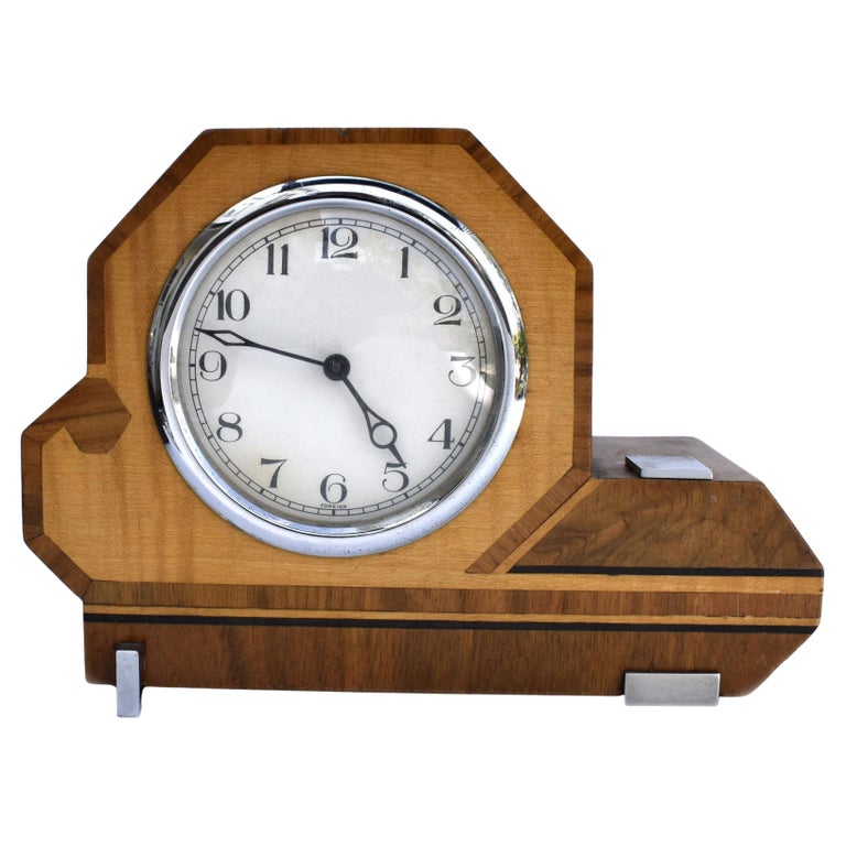 Art Deco Geometric Two Tone Wooden Mantle Clock, English, c1930 For ...