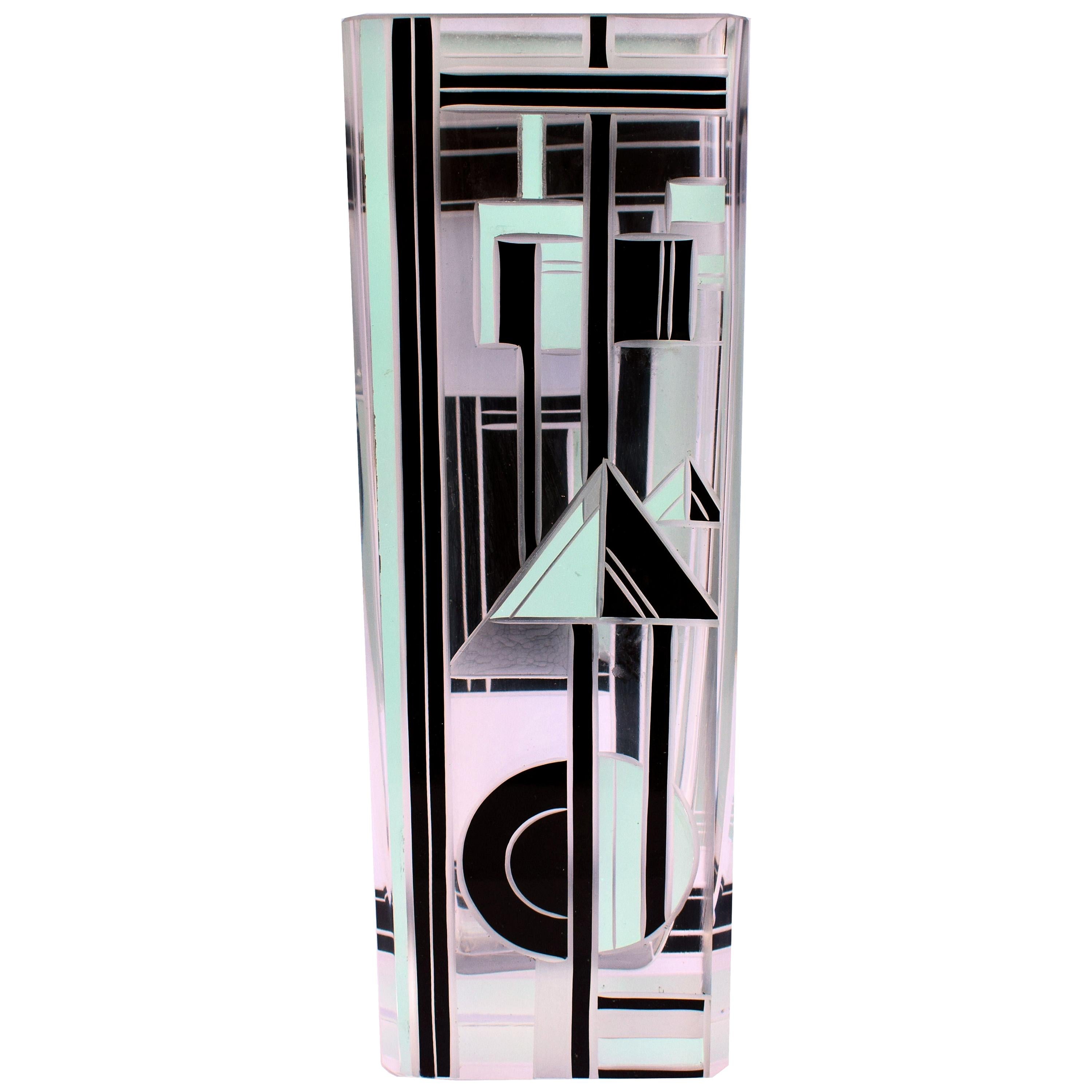 Anchor Hocking Art Deco Style Salmon Pink Molded Fan Pattern Glass Vase ...