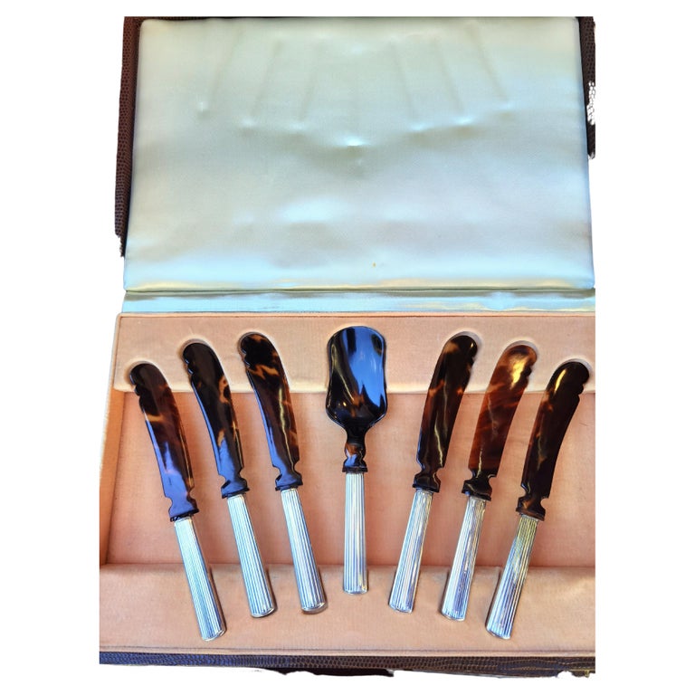 Art Deco German Caviar Cutlery Set Silver and Tortoise Shell For Sale ...