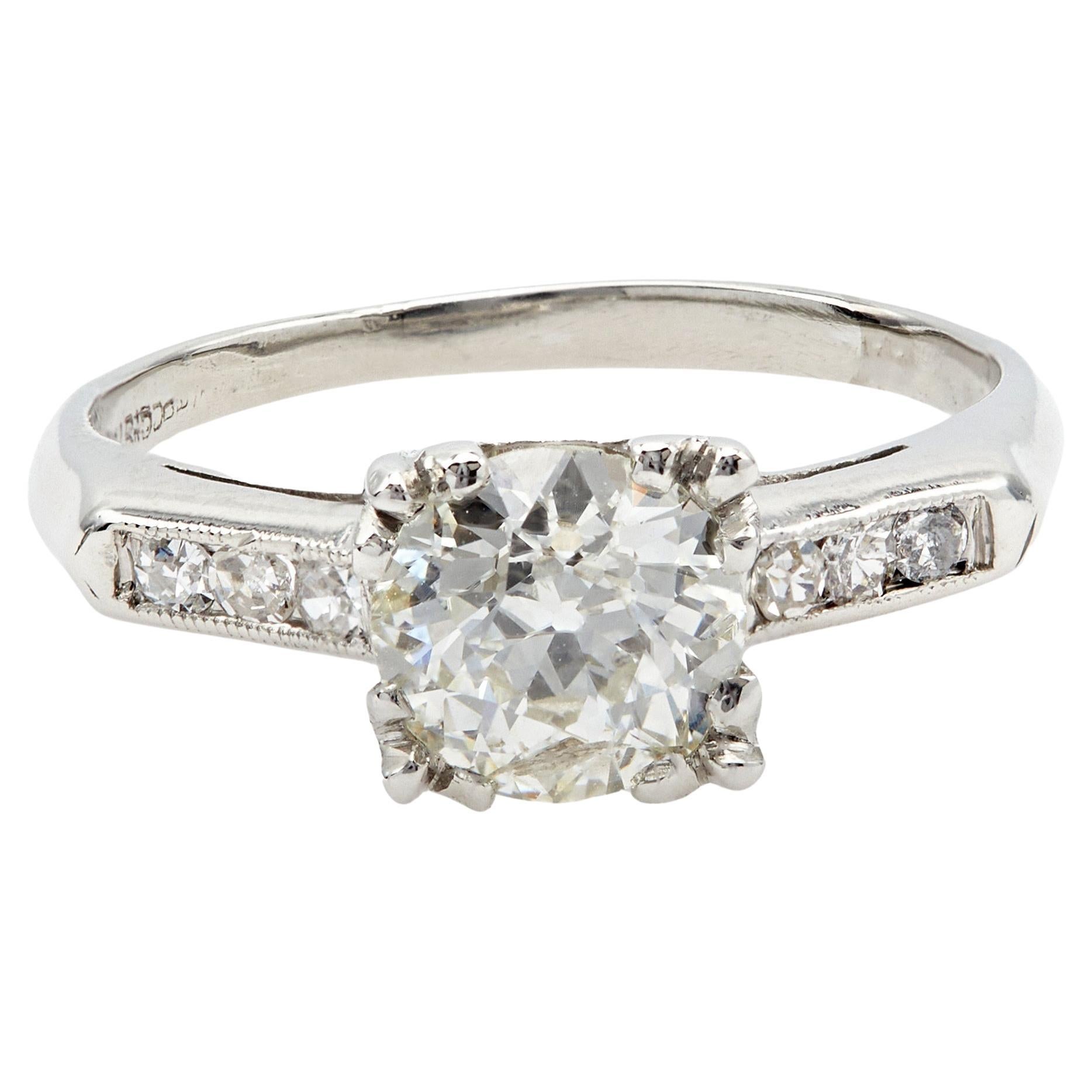 Art Deco GIA 3.10 Carat Old European Cut Diamond Platinum Ring For Sale ...