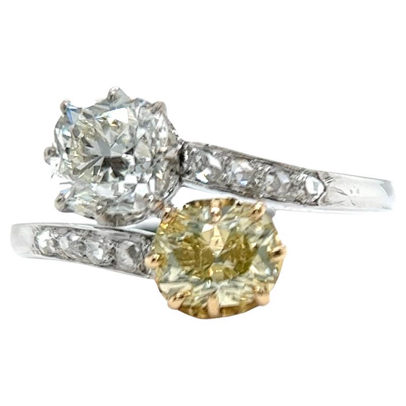 GIA Certified Natural Fancy Yellow and White Diamond "Toi et Moi ...