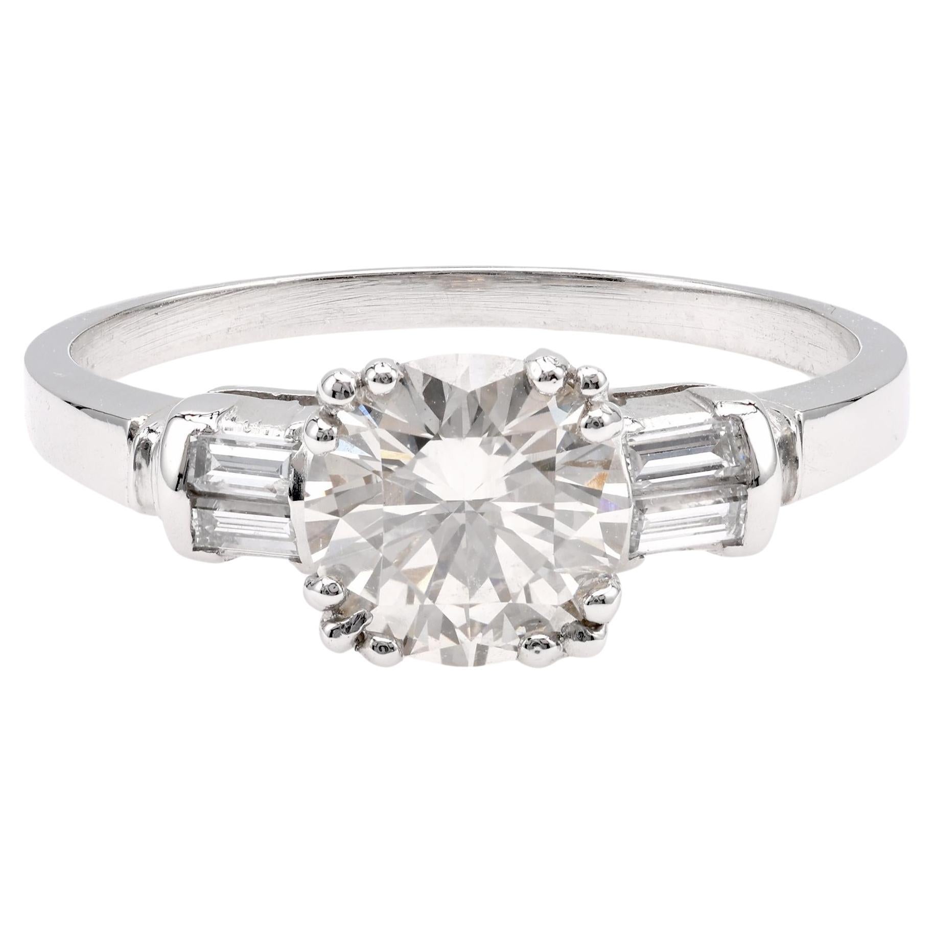 Art Deco GIA 1.21 Carat Round Diamond Platinum Engagement Ring For Sale ...