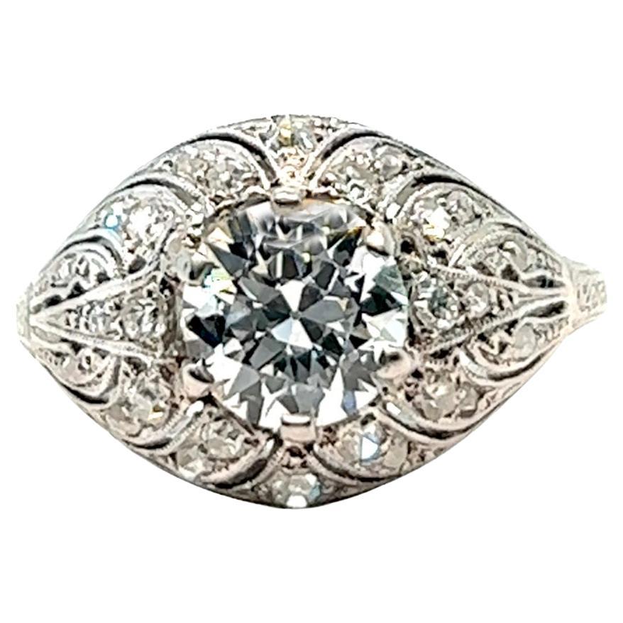 Antique Edwardian Diamond Platinum Filigree Ring at 1stDibs