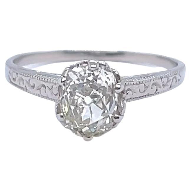 Art Deco 1.70 Carat Old Mine Cut Diamond Platinum Engagement Ring GIA ...