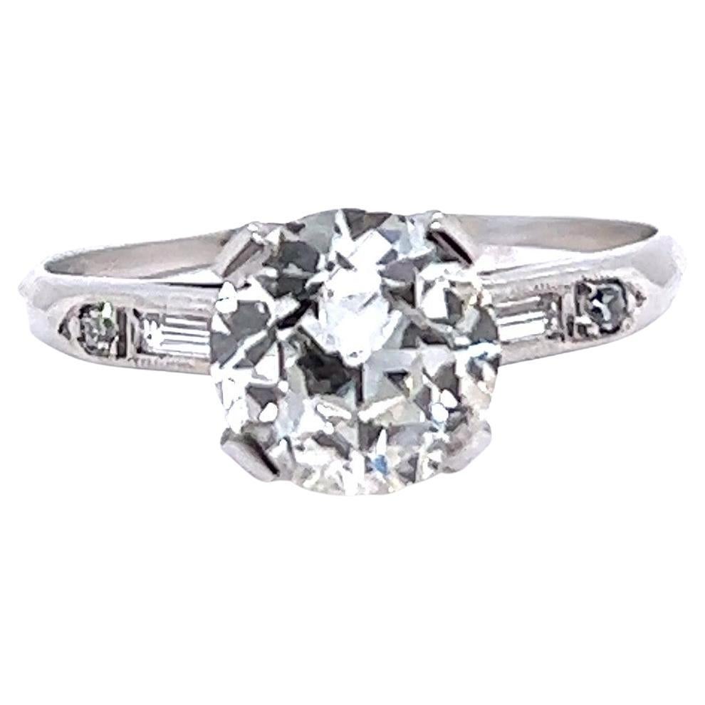 1.60 Carat Diamond Platinum Engagement Ring For Sale at 1stDibs