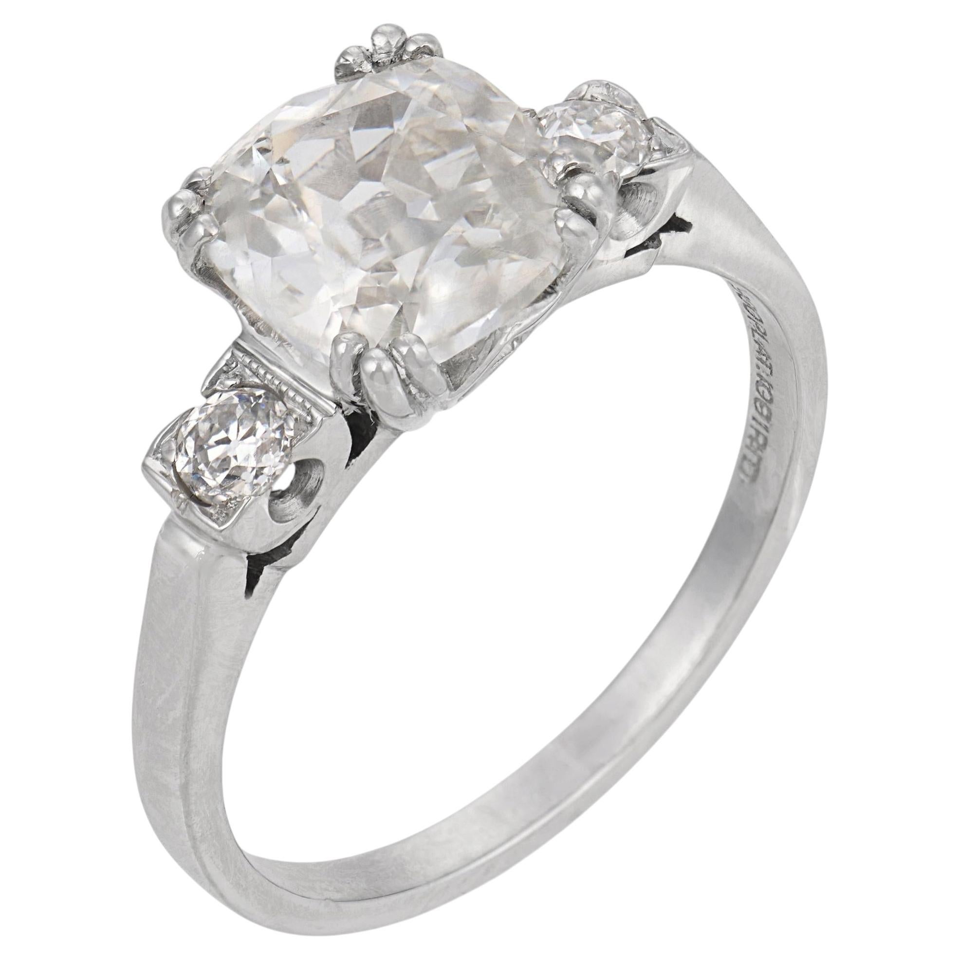 Art Deco inspired GIA 1.24 carat old mine cut diamond platinum ...