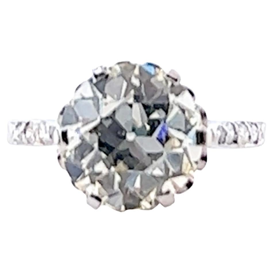 4.88 Carat Old Cushion Cut Diamond Platinum Ring For Sale at 1stDibs