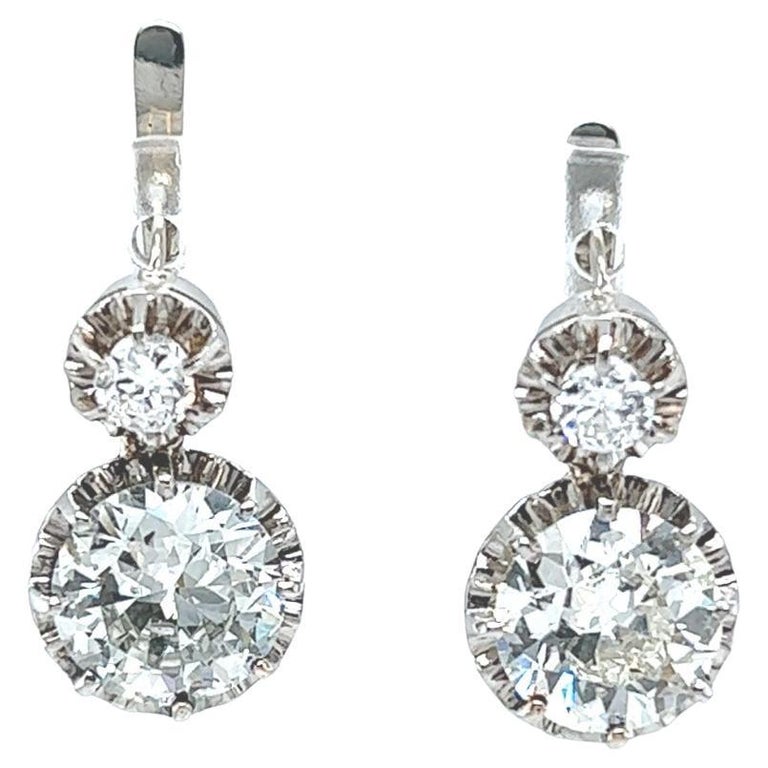 Art Deco GIA 4.87 Carats Old Euro Cut Diamonds Platinum Buttercup Drop ...
