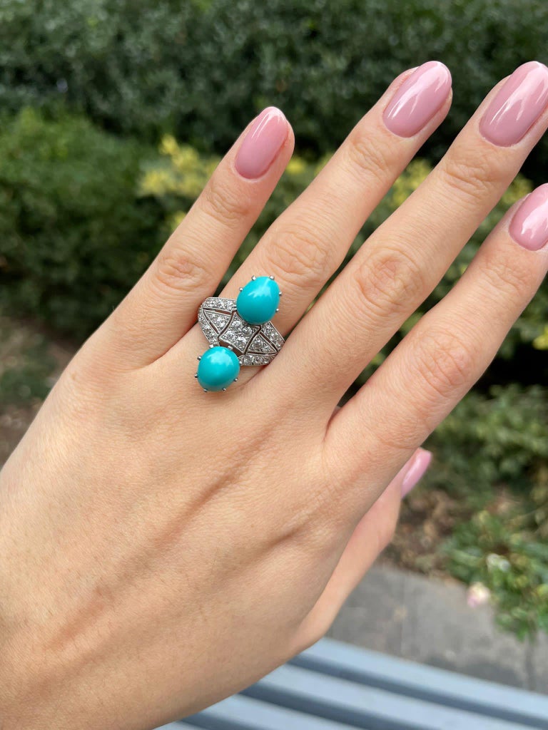 Art Deco GIA 6.64ctw Natural Untreated Turquoise Diamond Antique ...